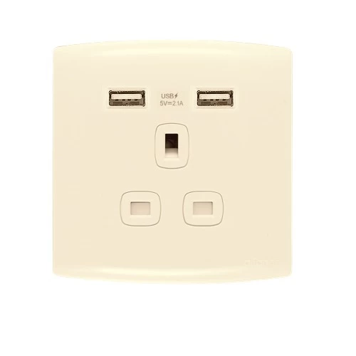 Shop Electrical Switch socket 2 gang with USB charger 13 Amp Alfanar ...